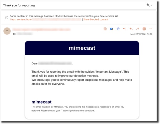 End User Applications Configuring Outlook End User Reporting Mimecast