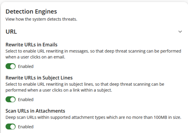 Email Security Cloud Integrated - Subject URL Rewriting option - Jun 2024 – Mimecast