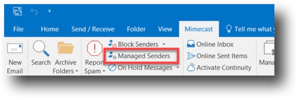 Mimecast for Outlook - Managed Senders – Mimecast
