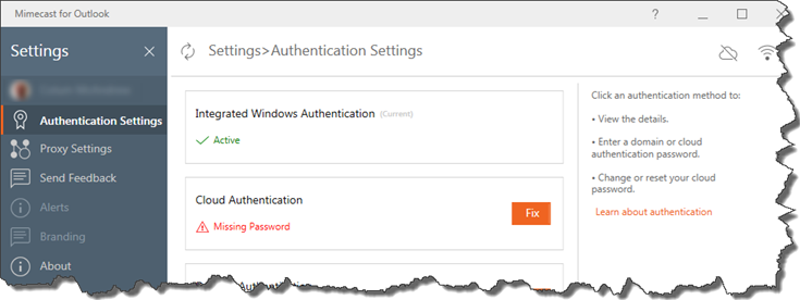 Mimecast for Outlook - Authentication – Mimecast