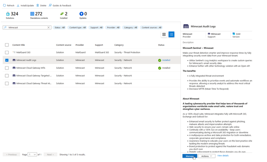 API & Integrations - Microsoft Sentinel Integration – Mimecast