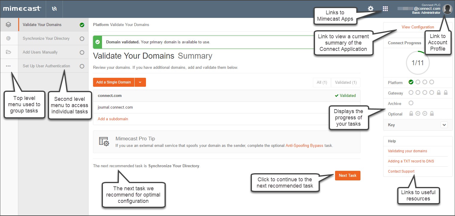 Connect Application - The User Interface – Mimecast