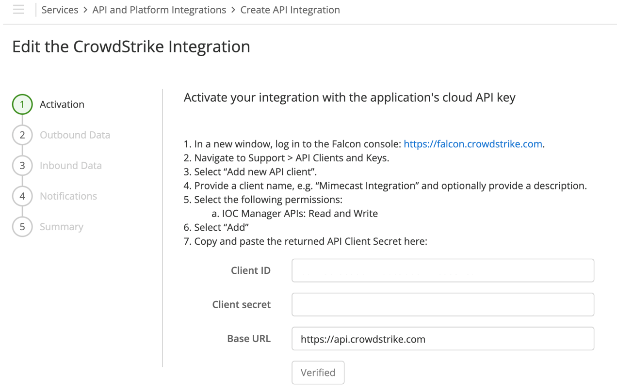 API & Integrations - Crowdstrike Falcon Integration – Mimecast