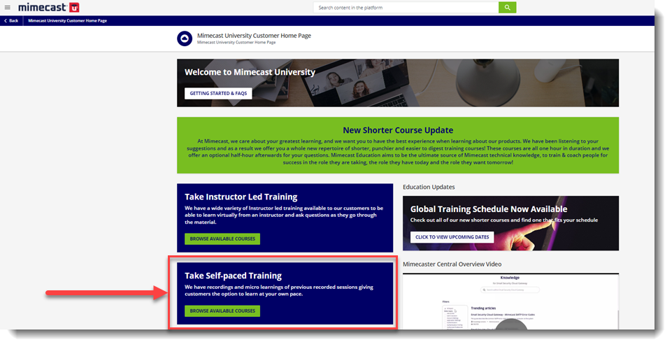 Mimecast Education - Accessing Self-Paced Training – Mimecast