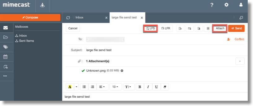 Large File Send - Attachments – Mimecast