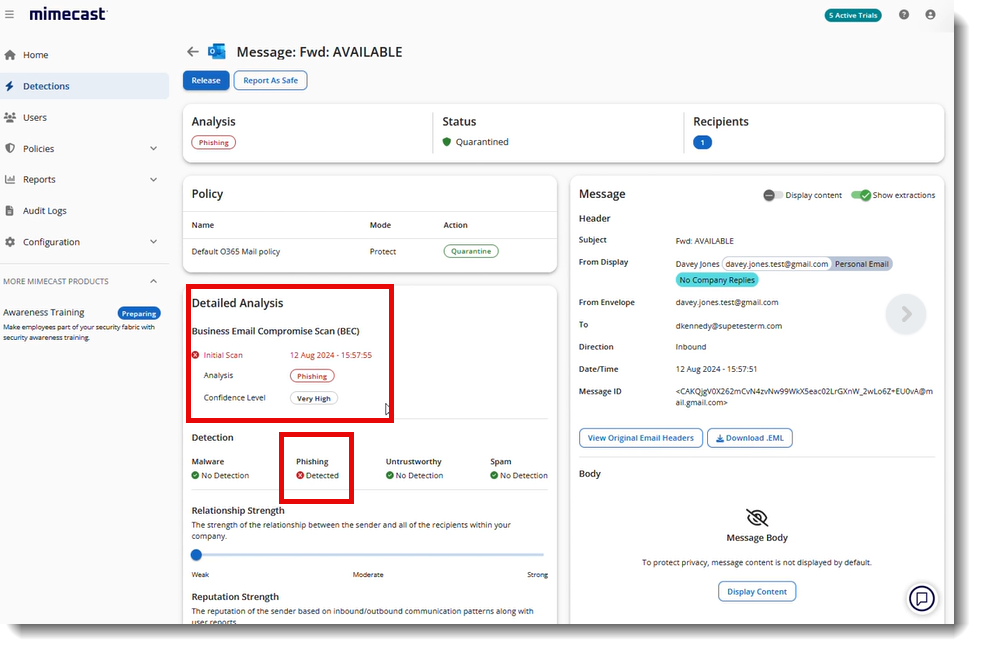 Advanced BEC Protection – Mimecast