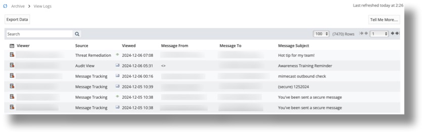 Archiving - Archive Logs – Mimecast