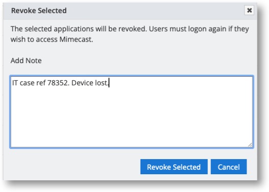 Applications - Revoking Application Authentication Sessions – Mimecast