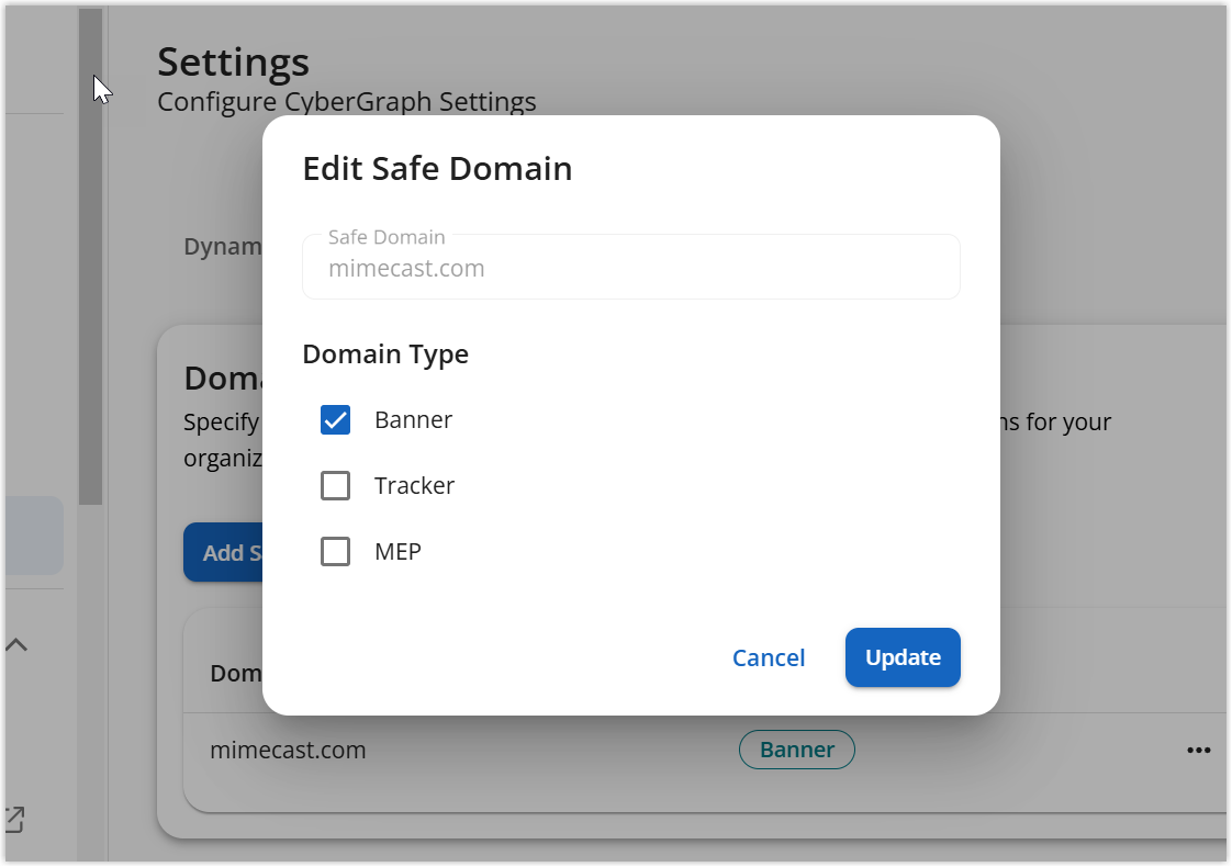 CyberGraph 2.0 - Configuring Domain Safelists – Mimecast