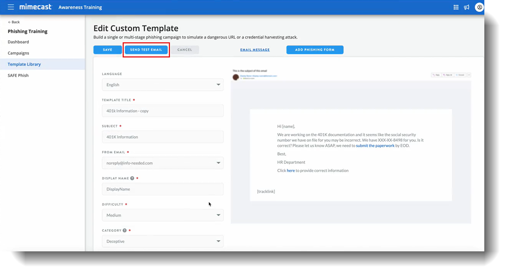 Awareness Training - Test Emails for Phishing Campaigns – Mimecast