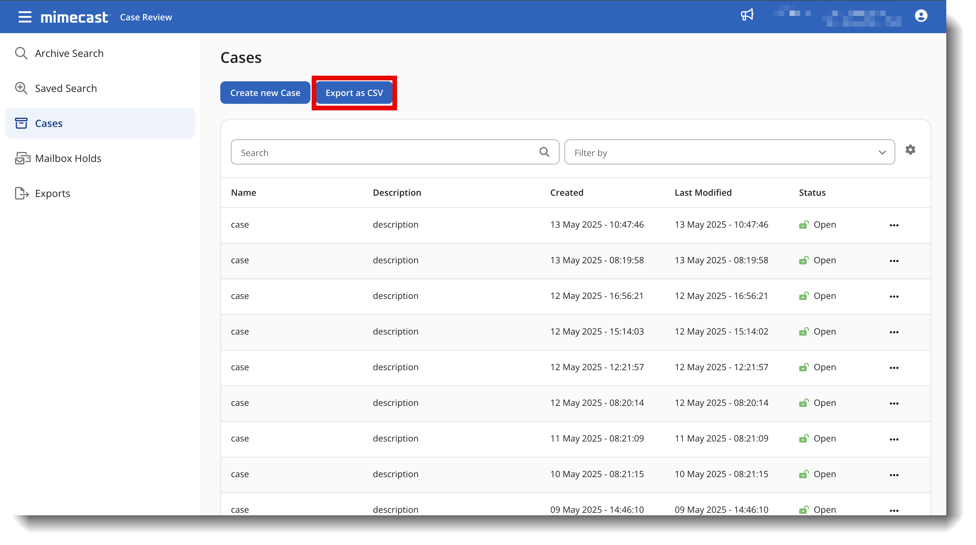 Case Review - Export Cases List - May 2025 – Mimecast