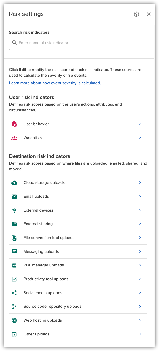 Risk settings reference – Mimecast