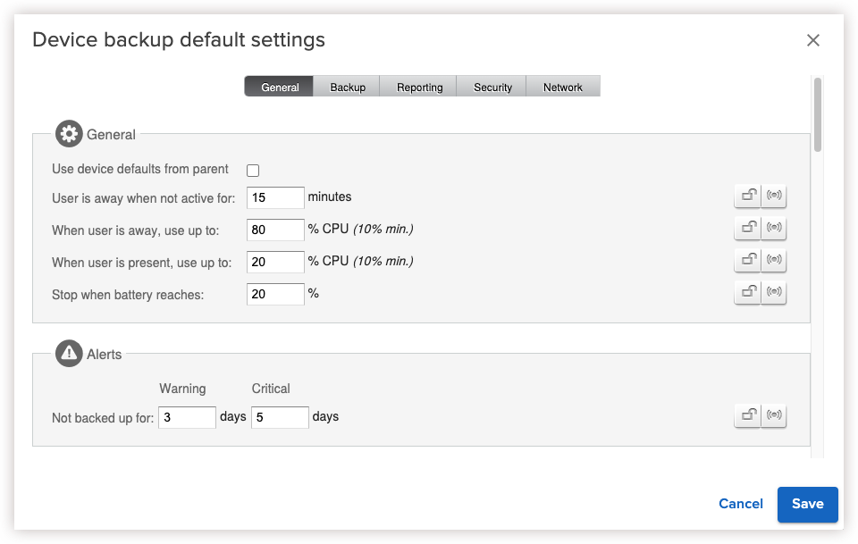 Configure device backup settings – Mimecast