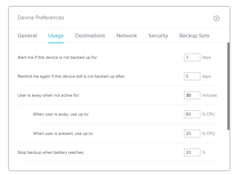 Use the backup agent on a device with limited resources – Mimecast