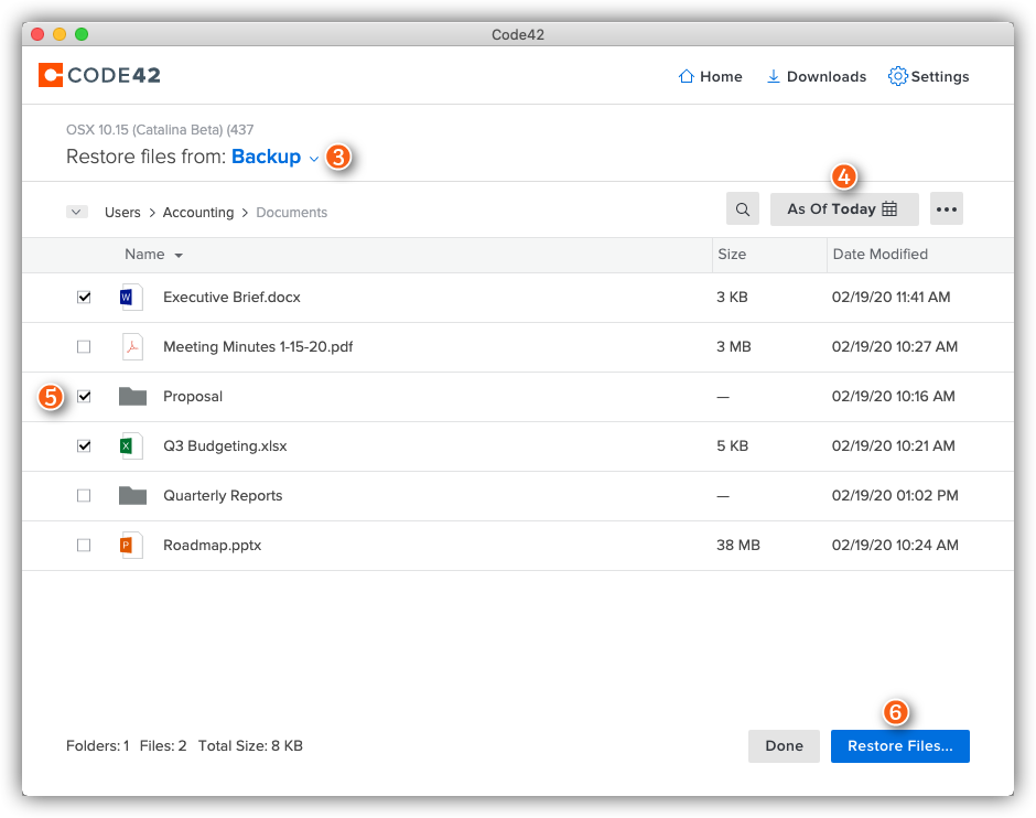 Restore files from the backup agent – Mimecast