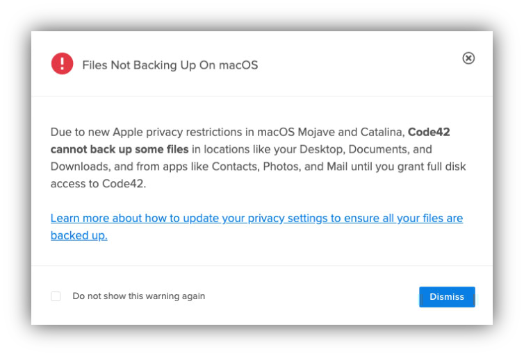macOS not backing up files with personal data – Mimecast