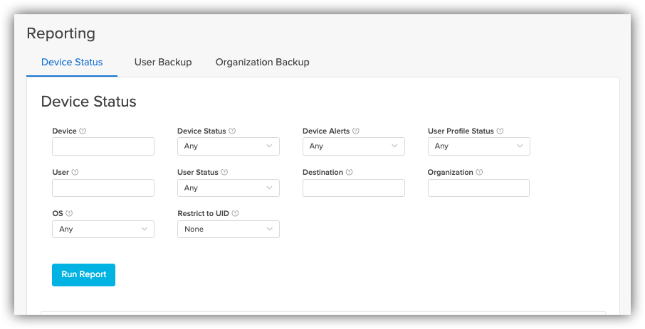 Backup reporting reference – Mimecast