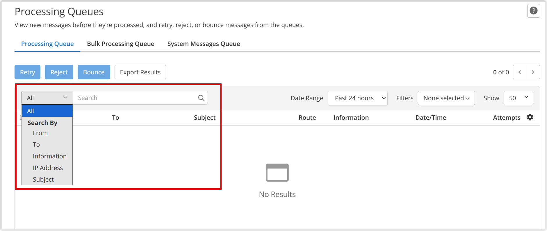 Accessing the Processing Queue – Mimecast