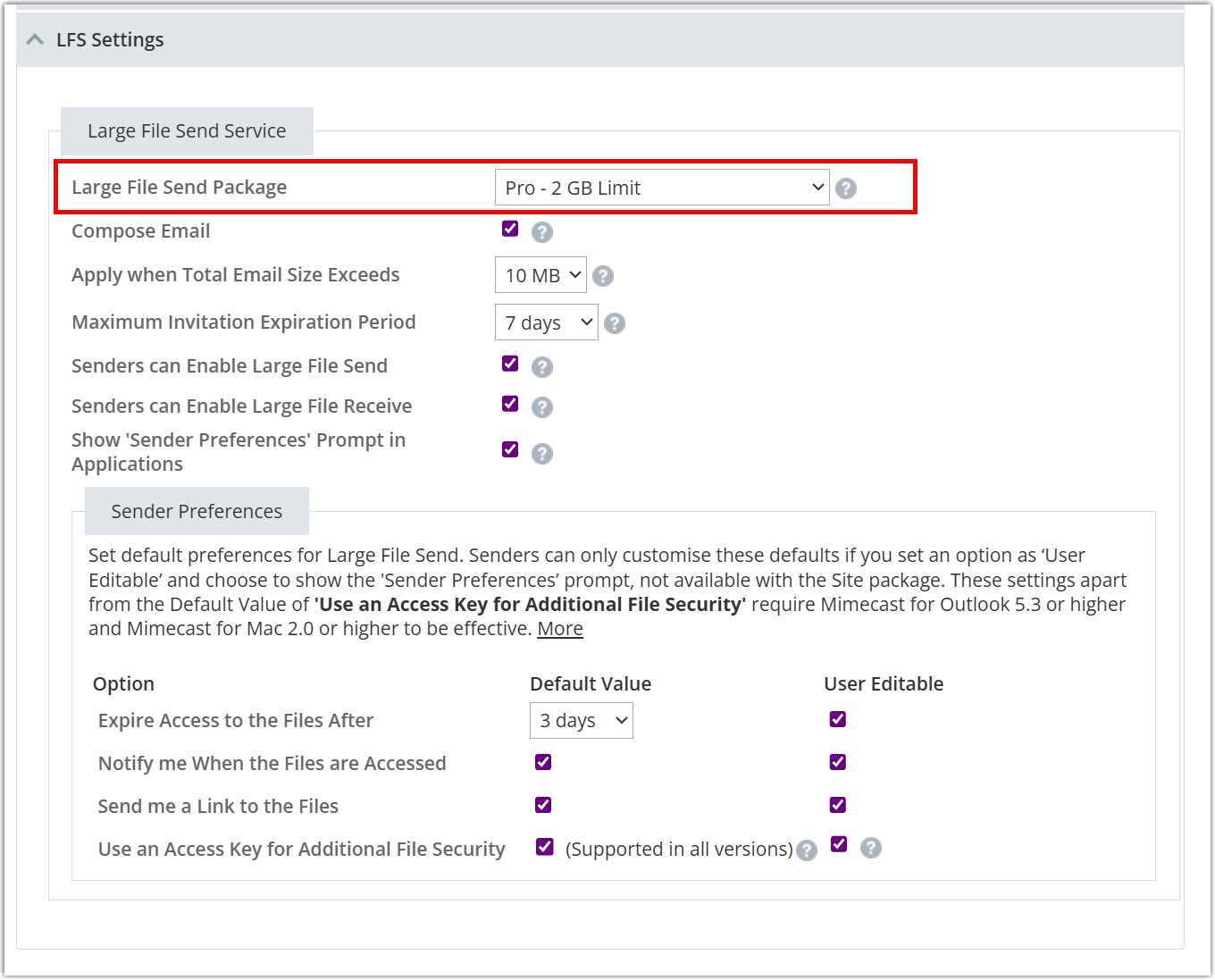 Large File Send - Setting Up – Mimecast